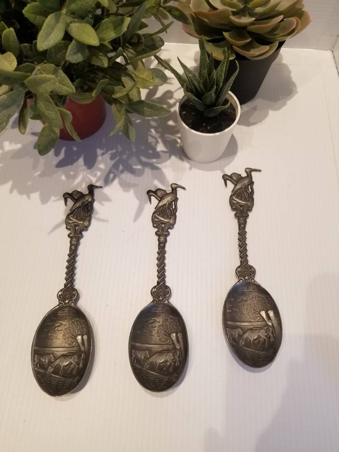 Vintage Dutch Pewter Collectible Spoons, Holland Netherlands, Grazing ...