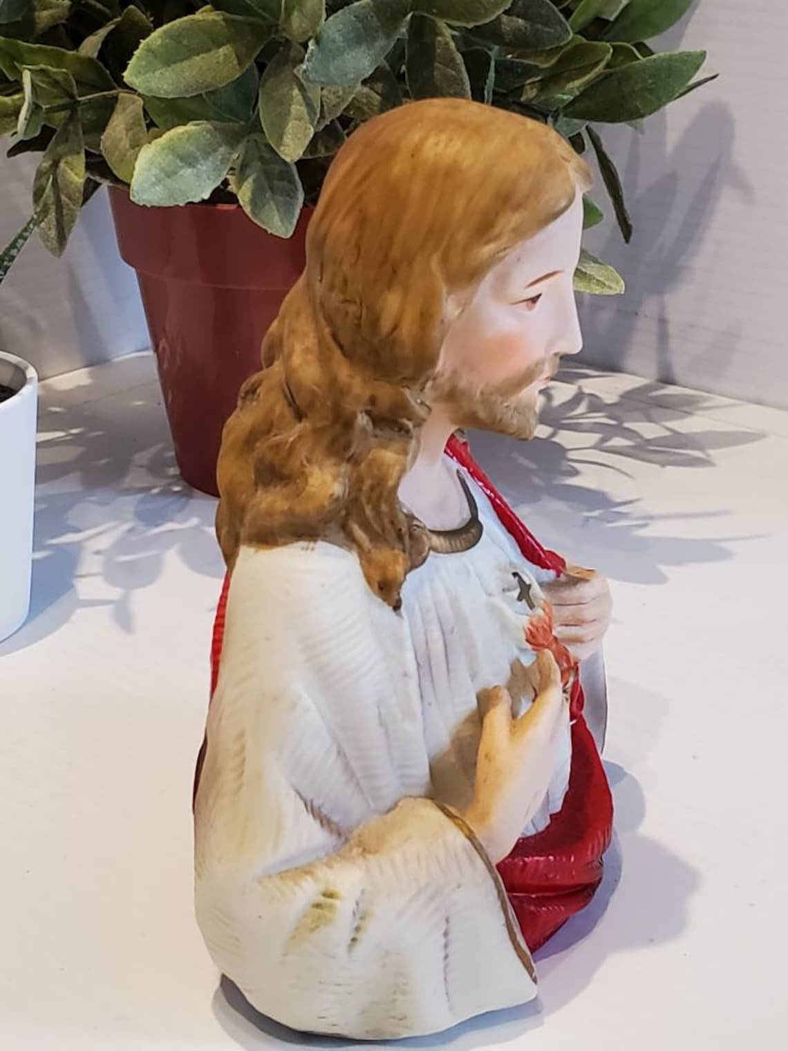 Vintage Ceramic Sacred Heart of Jesus Statue Religious Decor - Etsy