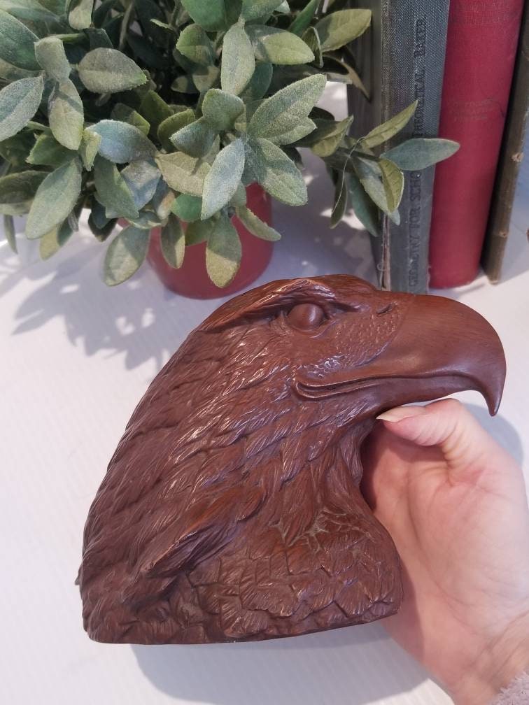 Vintage Resin Eagle Head Statue, Red Mills Mfg Handcrafted USA 1990 ...