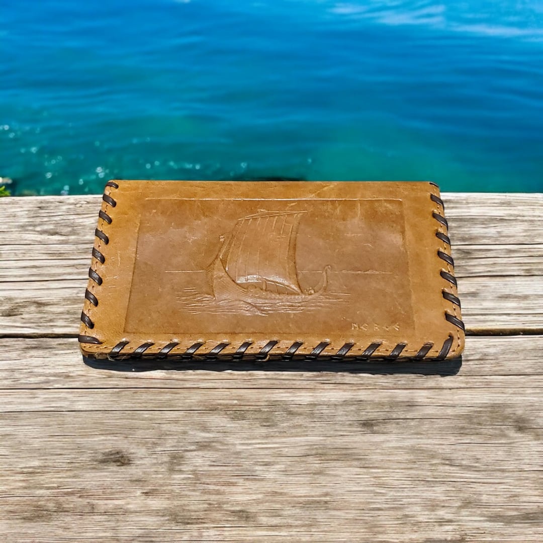 Vintage Embossed Leather Norge Norway Ship Heart Wallet, Norway ...
