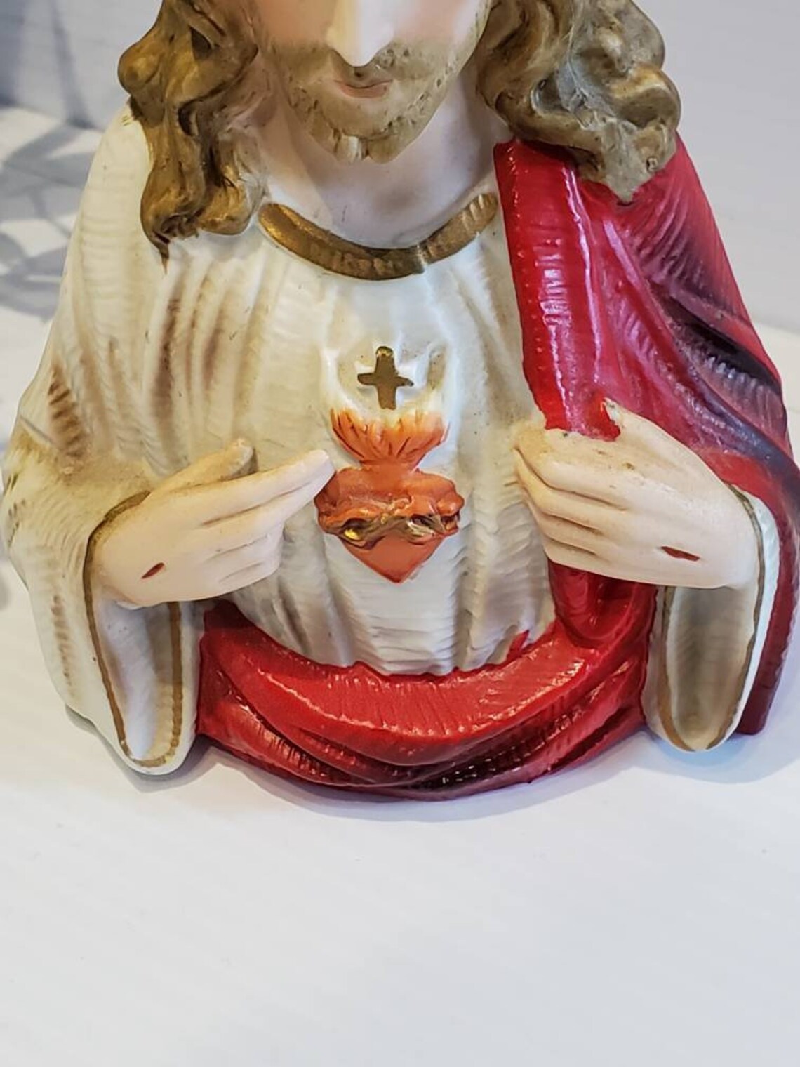 Vintage Ceramic Sacred Heart of Jesus Statue Religious Decor - Etsy