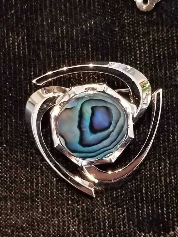 Vintage New Zealand Abalone Paua Shell Brooch Clip On… - Gem