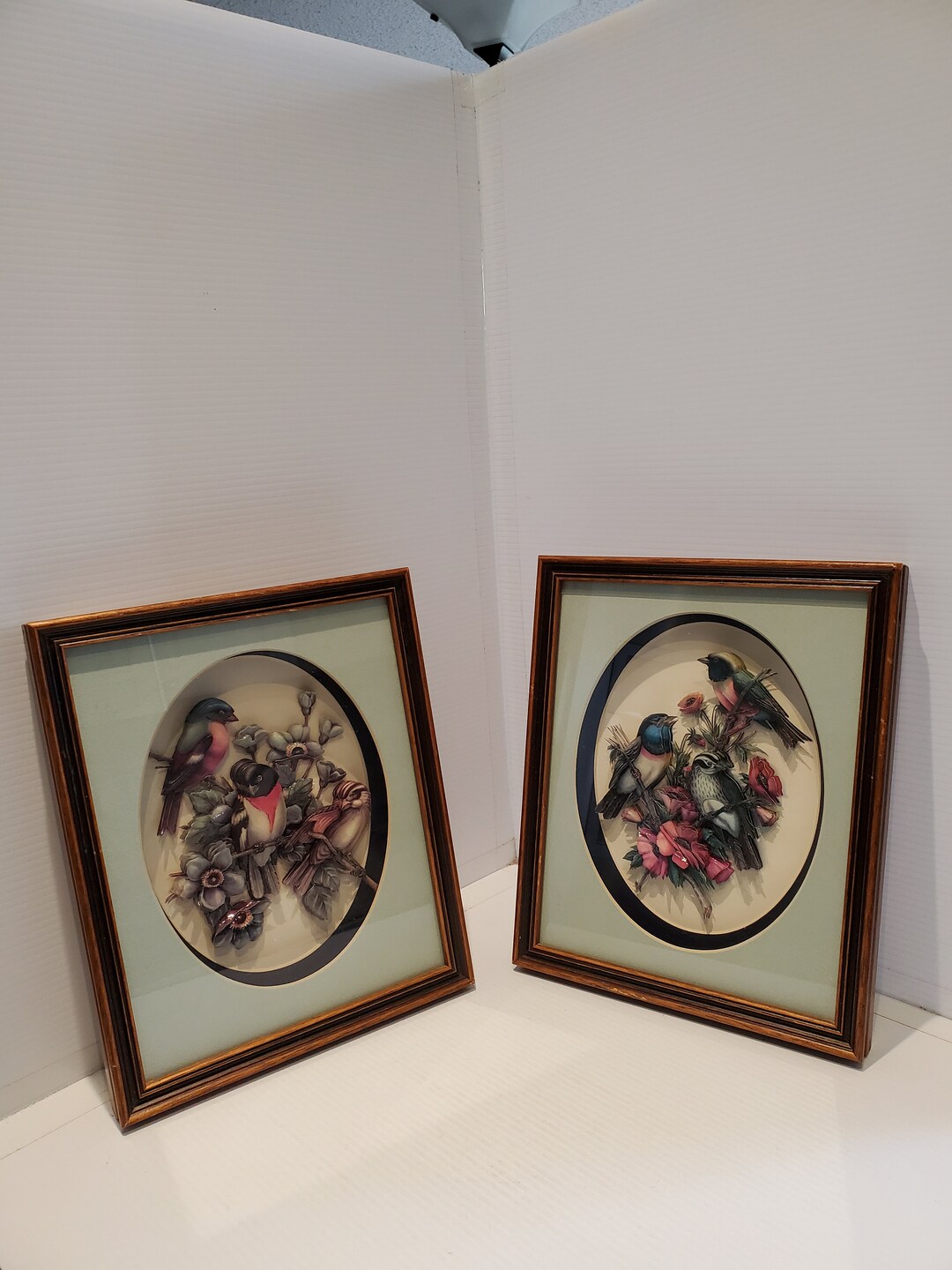 Vintage 3D Paper Toile Bird Shadow Box Picture Set, Bird Wall Art, Bird ...