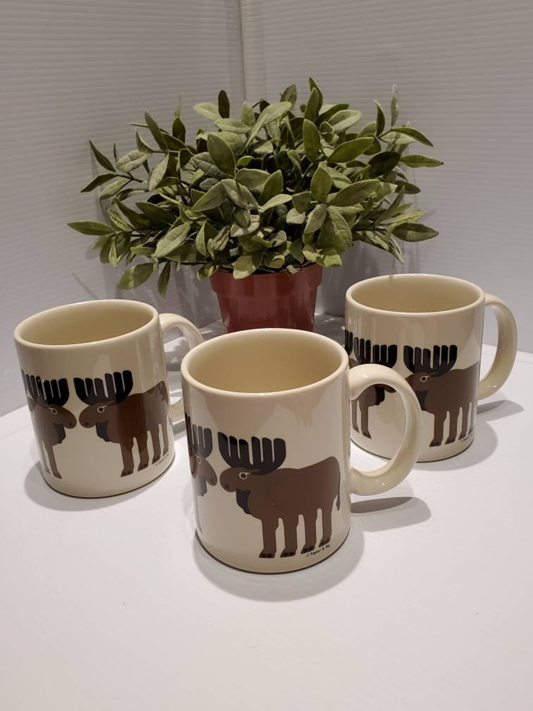 Vintage Taylor & Ng Moose Mug Set of Three, 80s Moose Coffee Mugs ...