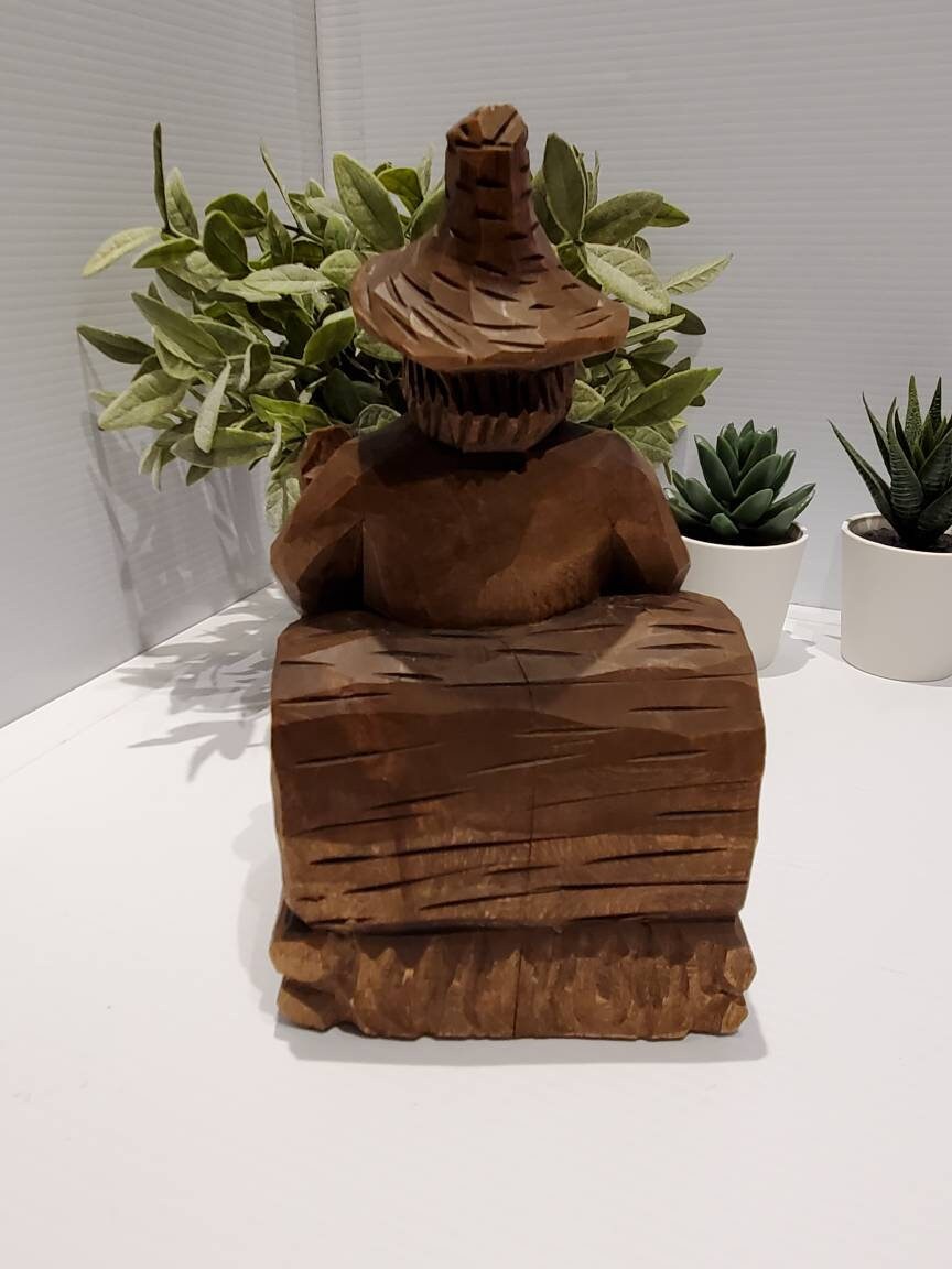 Vintage Wooden Hobo Sculpture Hand Carved Hobo Artisan Made | Etsy