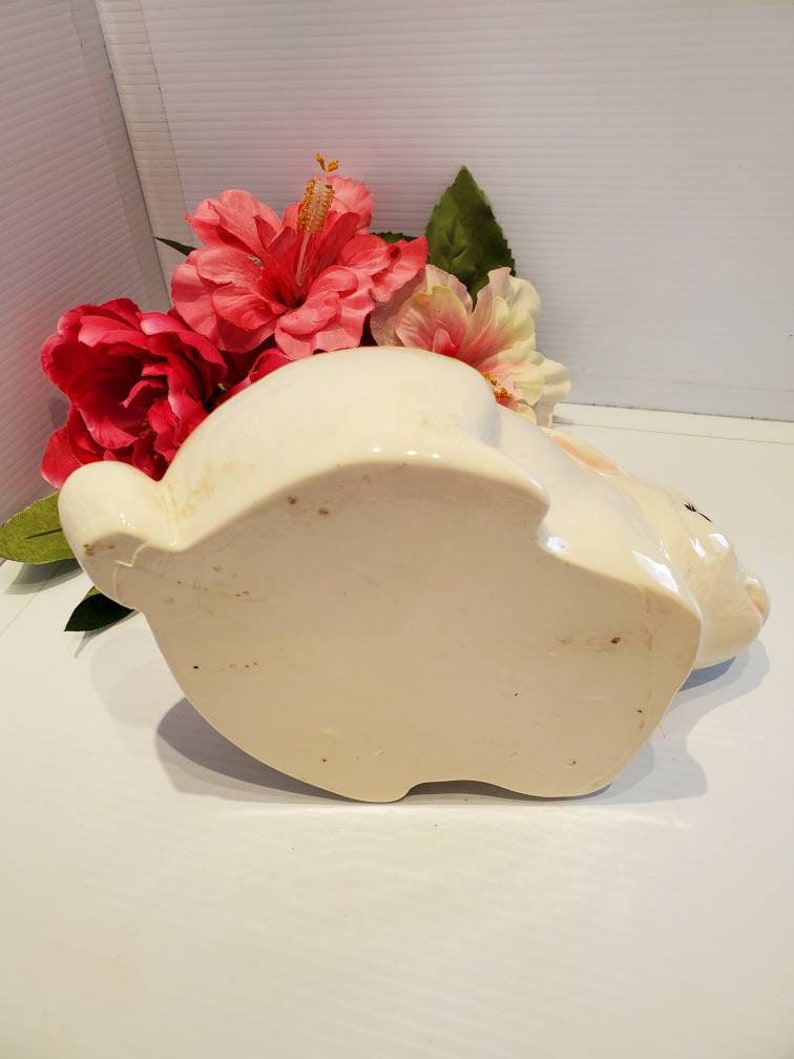 Vintage Ceramic White Bunny Planter, Bunny Plant Pot, Indoor Outdoor ...