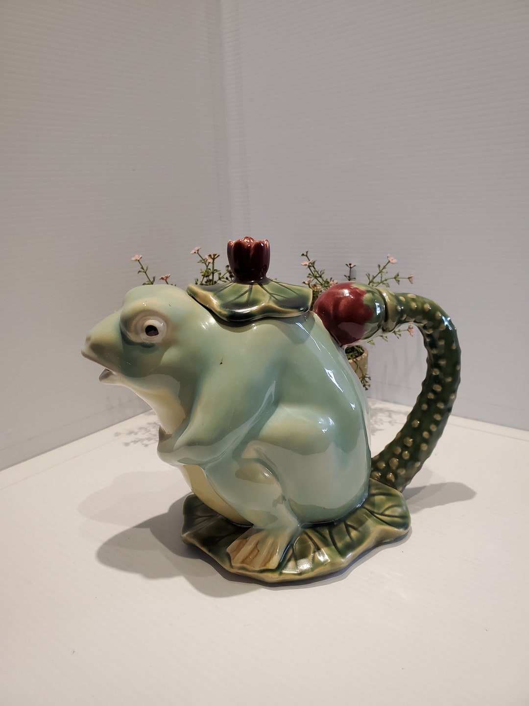 Vintage Ceramic Henrikson Majolica Frog Teapot, Frog Teaware, Frog ...