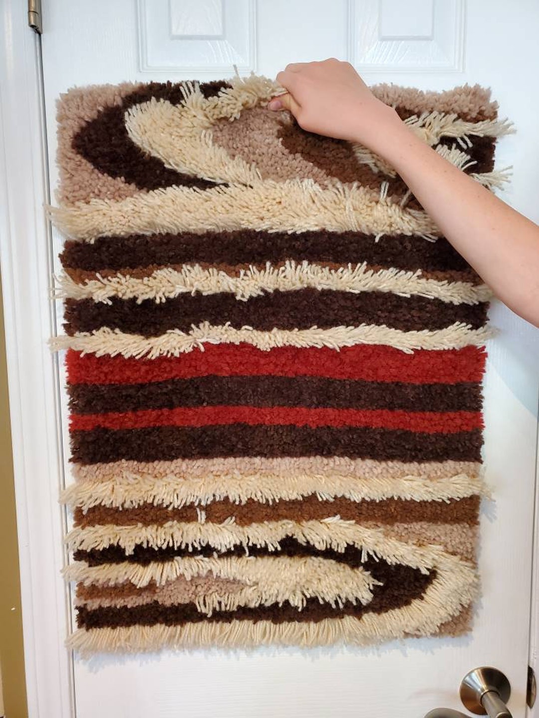 Vintage Latch Hook Wall Hanging, Mid Century Wall Decor, Latch Hook ...