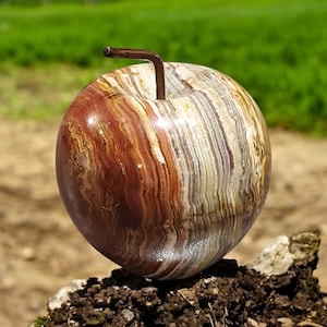 Vintage Polished Marble Apple Paperweight, Stone Marble Apple, Apple ...