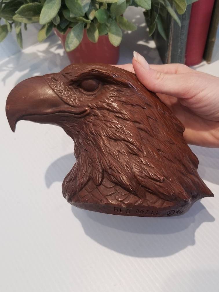 Vintage Resin Eagle Head Statue, Red Mills Mfg Handcrafted USA 1990 ...
