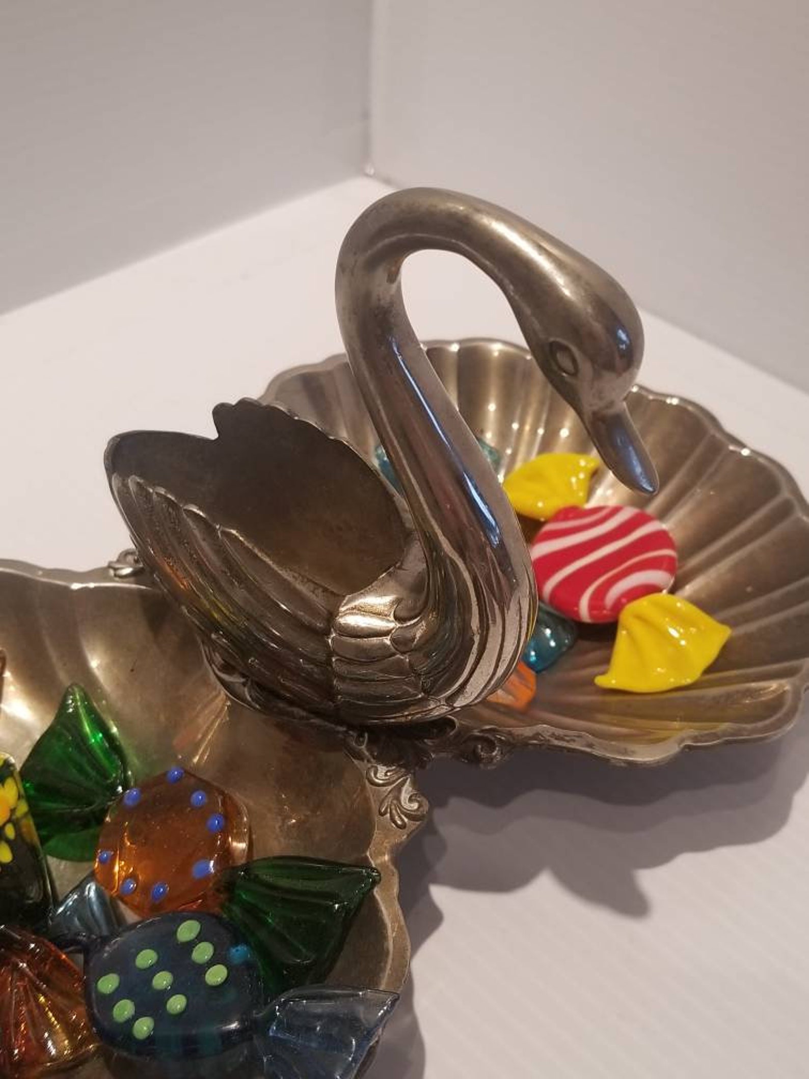 Vintage Silver Plated Swan Candy Nut Dish Art Deco Vintage | Etsy