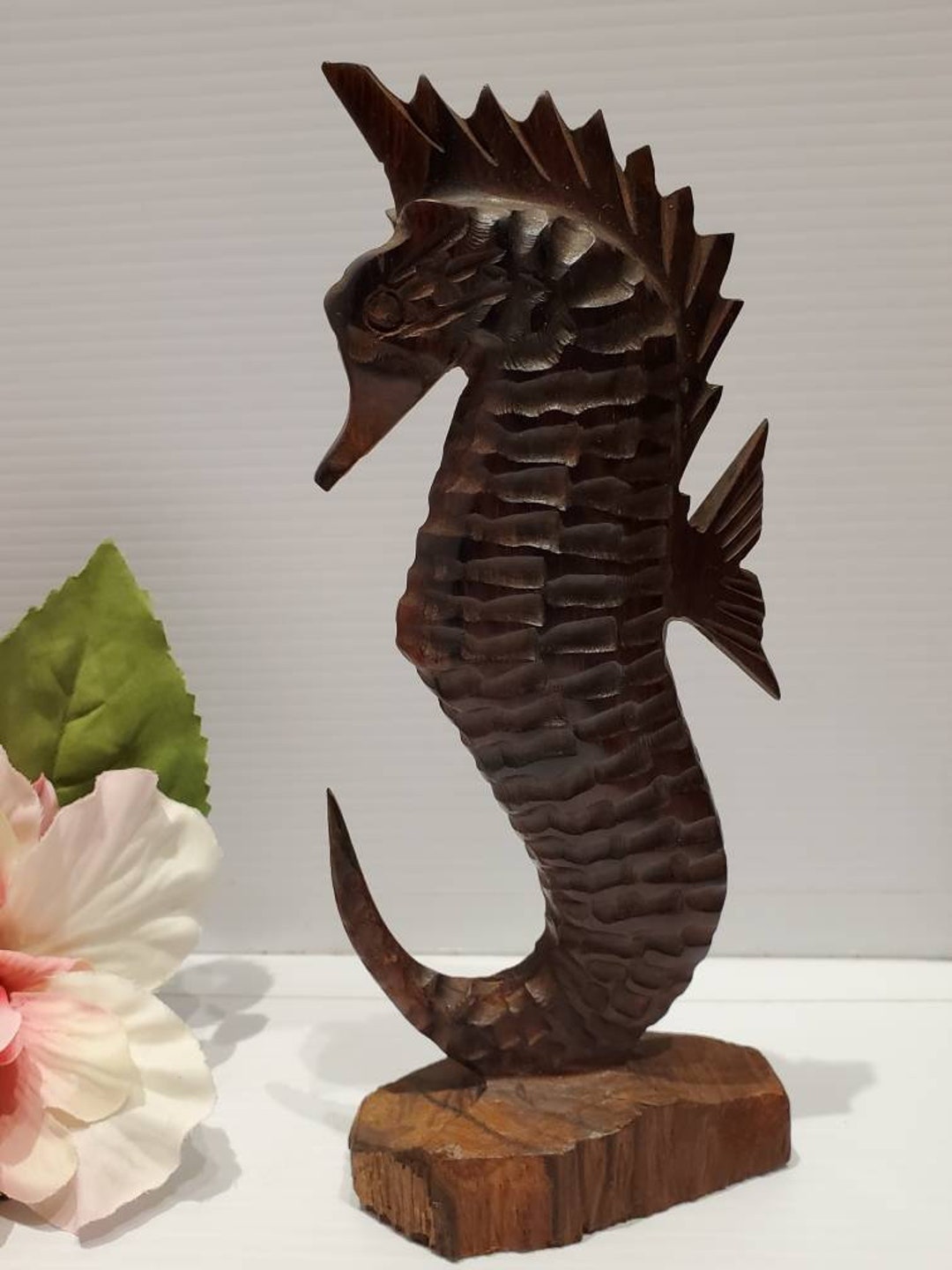 Vintage Hand Carved Ironwood Seahorse Statue, Seahorse Decor, Ocean ...