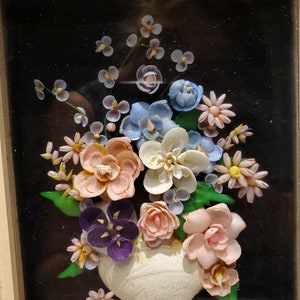 Vintage Sea Shell Art Floral Picture Set, Sea Shell Decor, Shadow Box ...