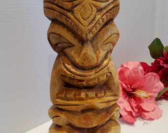 Hand Carved Wood Tiki Statue - Etsy
