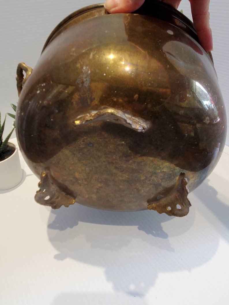 Vintage Footed Brass Planter Rustic Brass Decor Old - Etsy