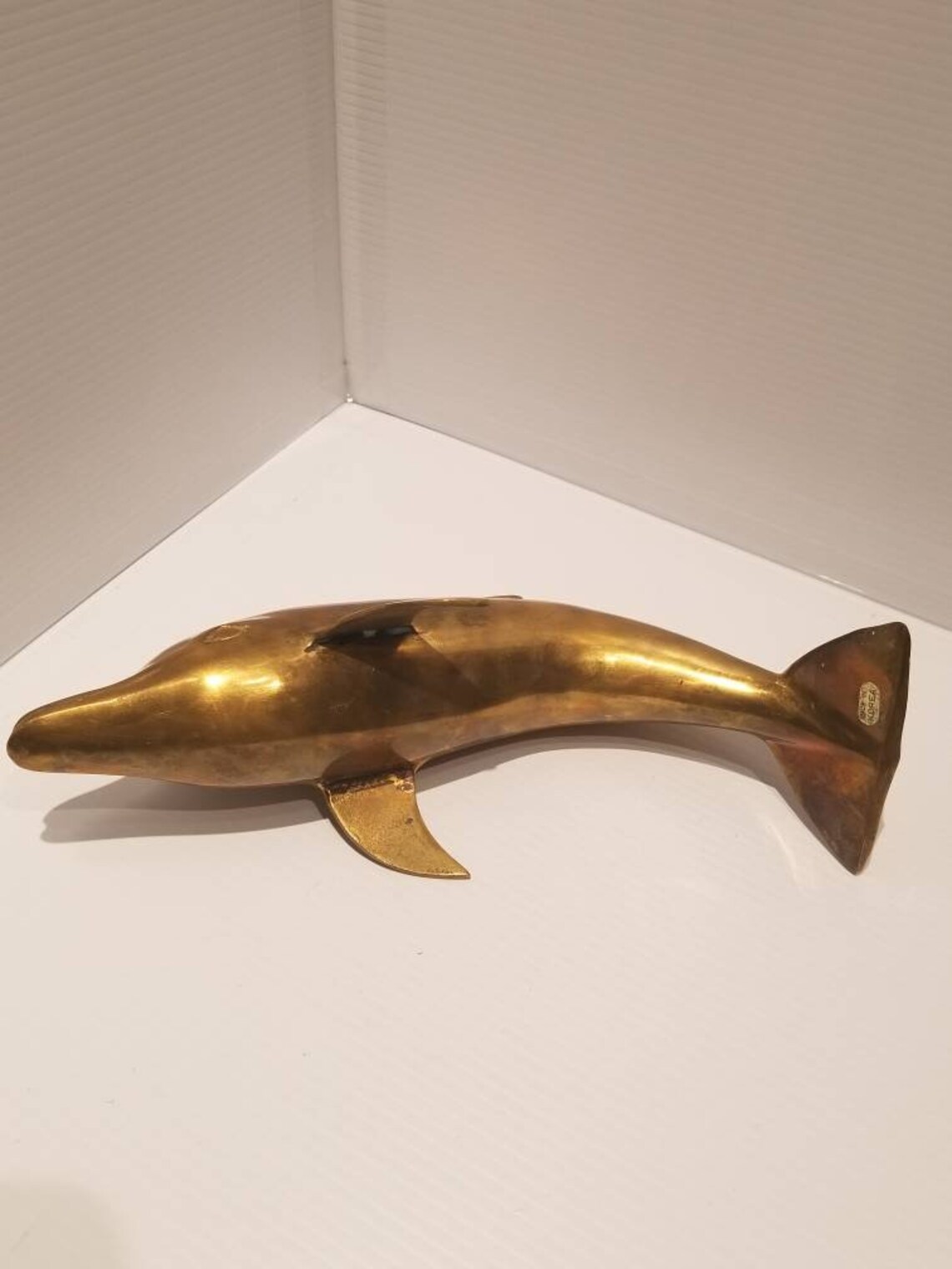 Vintage Brass Dolphin Statue Korea Brass Swimming Dolphin | Etsy