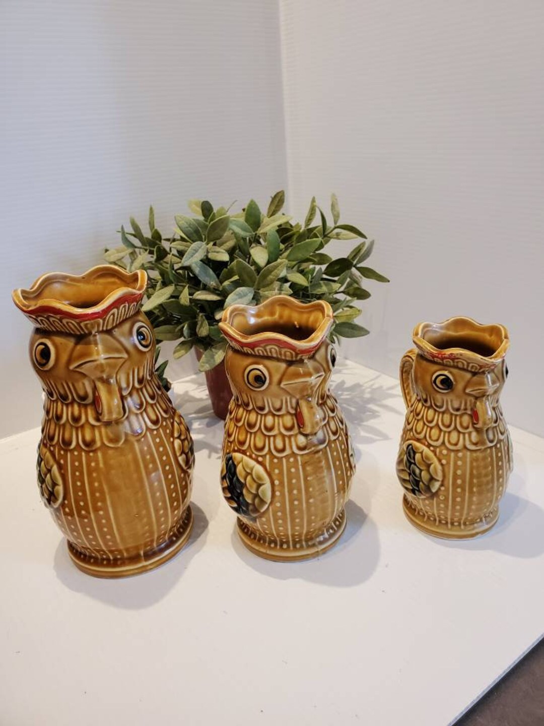 Vintage Ceramic Rooster Pitchers, Set of 3, Made in Japan, Kitchen ...