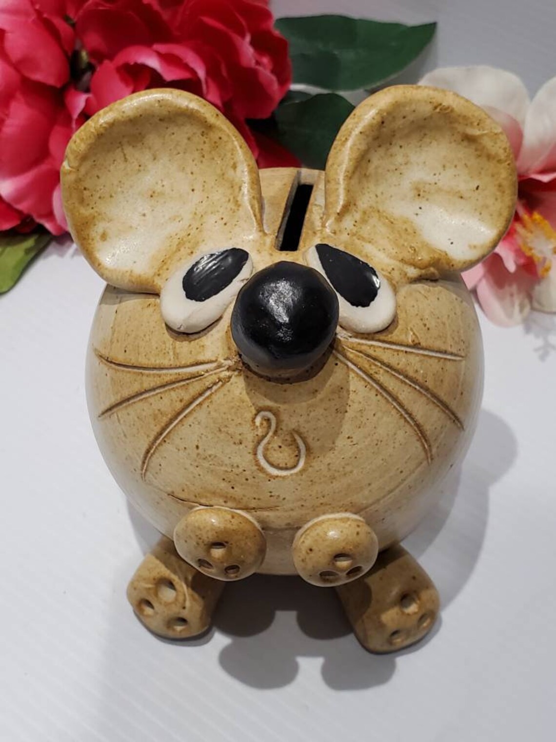 Vintage Anthropomorphic Pottery Mouse Coin Bank Handmade - Etsy