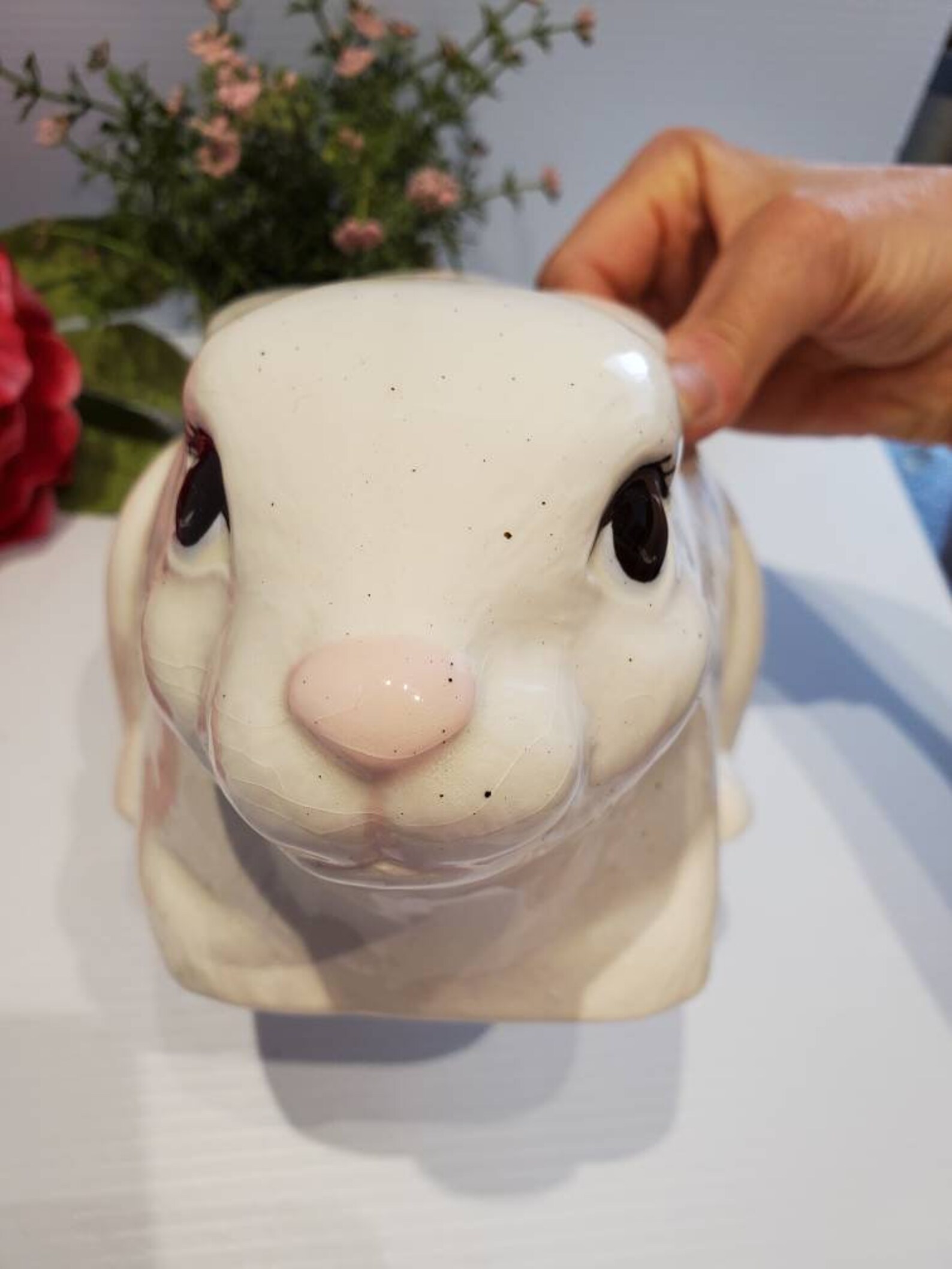 Vintage Ceramic White Bunny Planter, Bunny Plant Pot, Indoor Outdoor ...