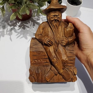 Vintage Wooden Hobo Sculpture, Hand Carved Hobo, Artisan Made Wood ...
