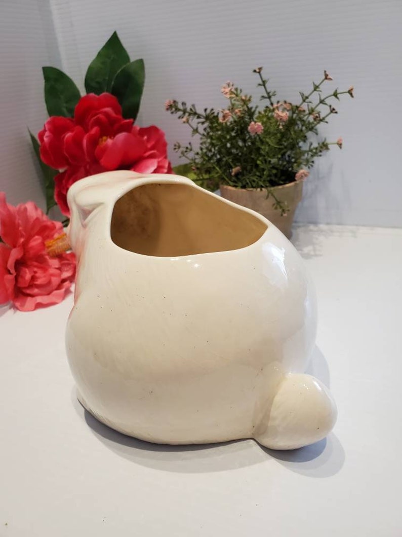 Vintage Ceramic White Bunny Planter, Bunny Plant Pot, Indoor Outdoor ...