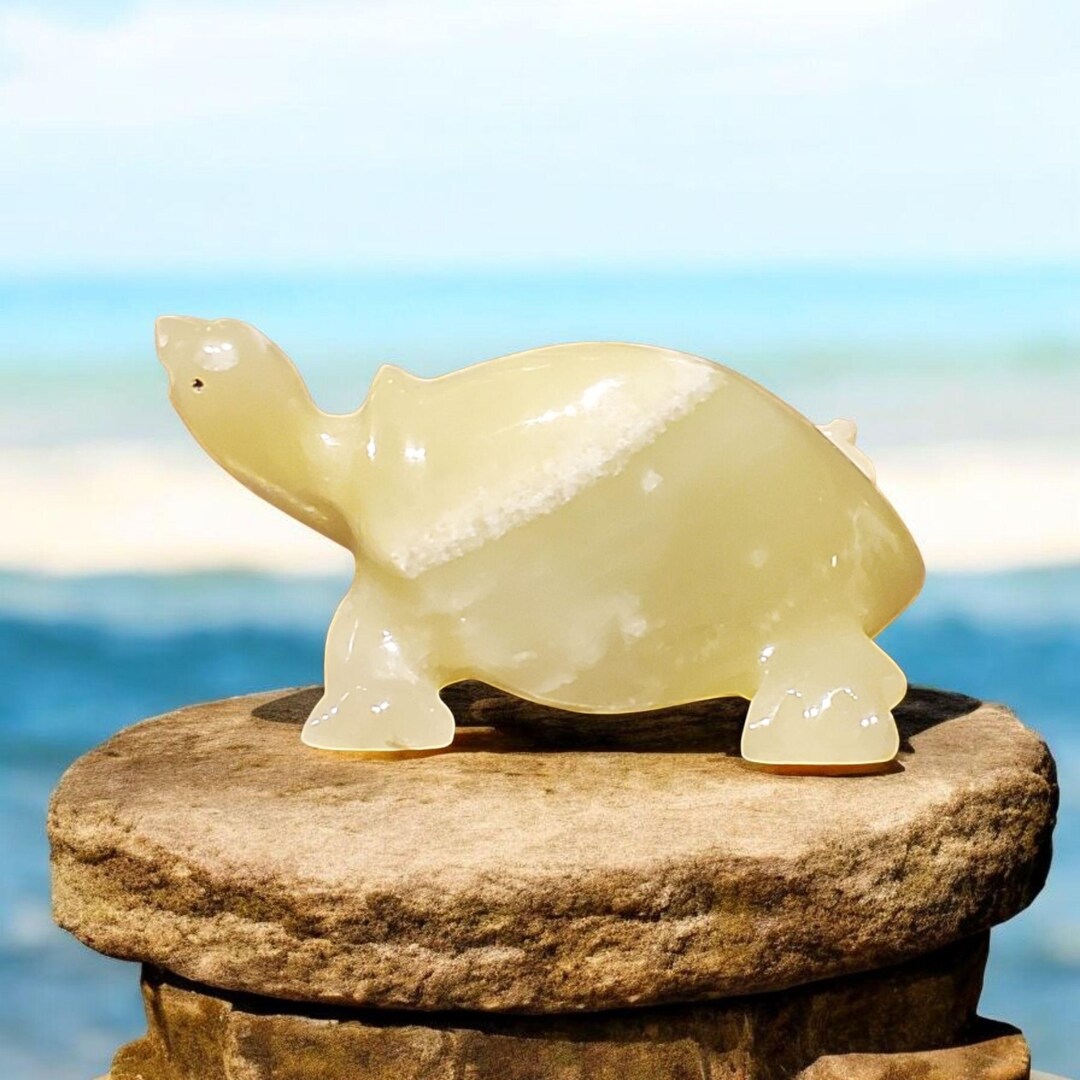 Vintage Green Marble Onyx Carved Turtle, Stone Turtle, Onyx Turtle ...