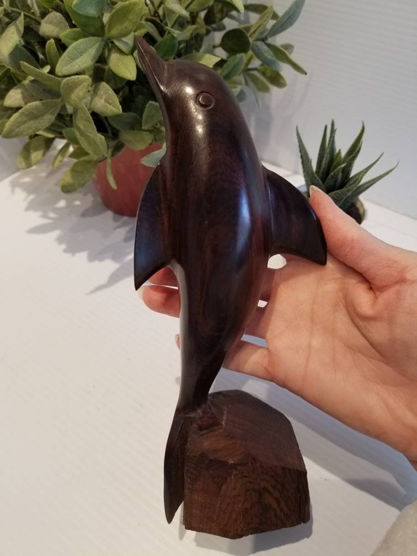 Vintage Ironwood Dolphin Statue Hand Carved Dolphin Decor | Etsy
