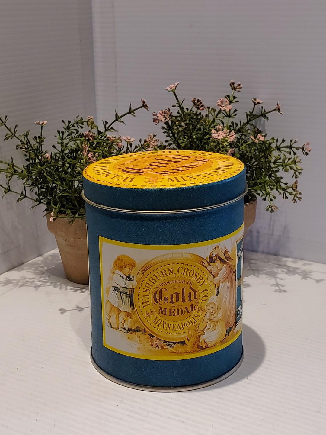 Vintage Gold Medal Flour Tin Canister, Old Tins, Replica Tin, Kitchen ...