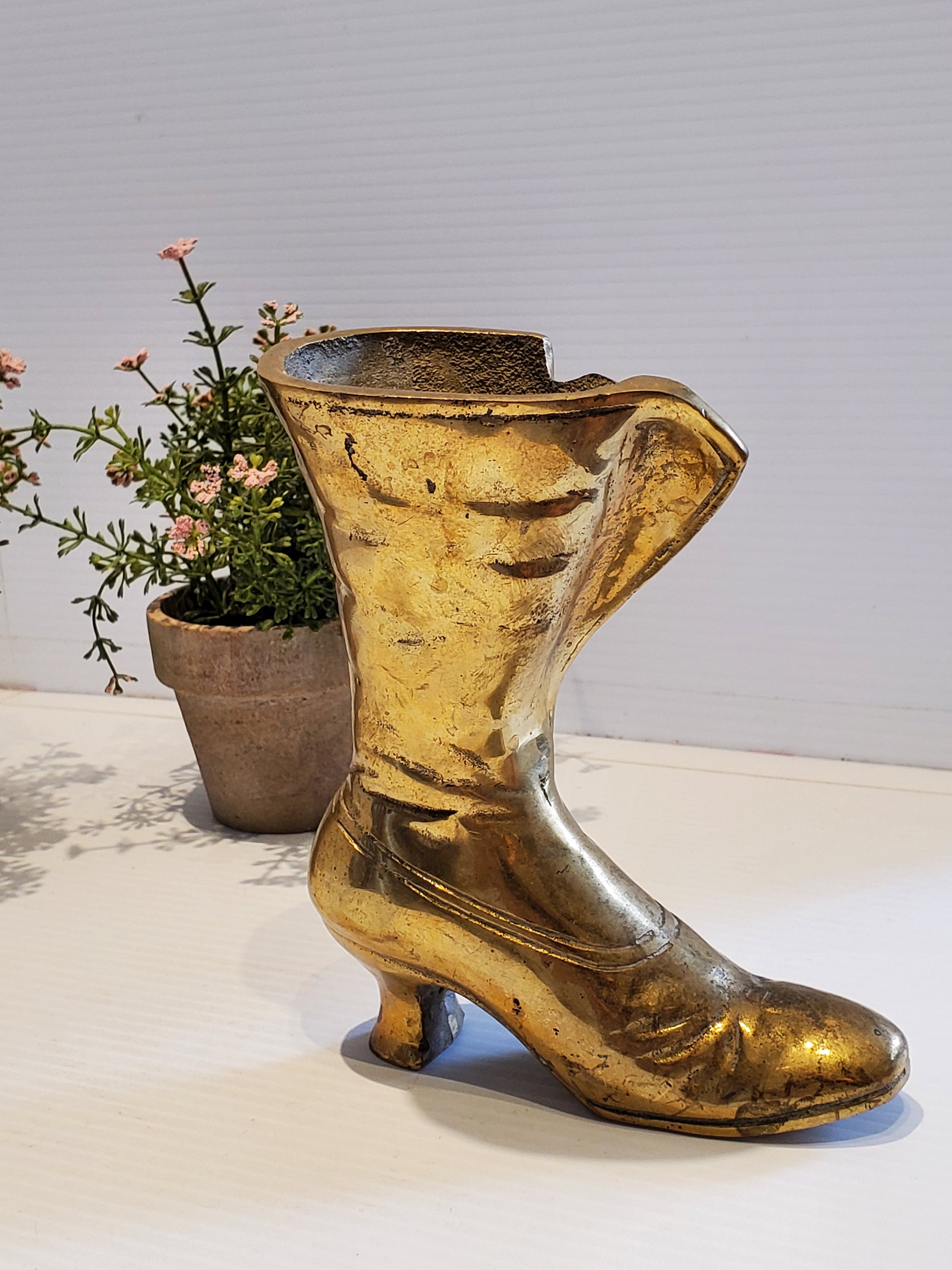 Vintage Brass Victorian Boot Statue, Victorian Boot Matchstick Holder ...
