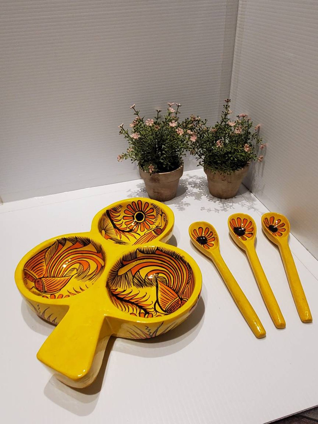 Vintage Khokhloma Firebird Three Part Serving Bowl With Russian Lacquer ...