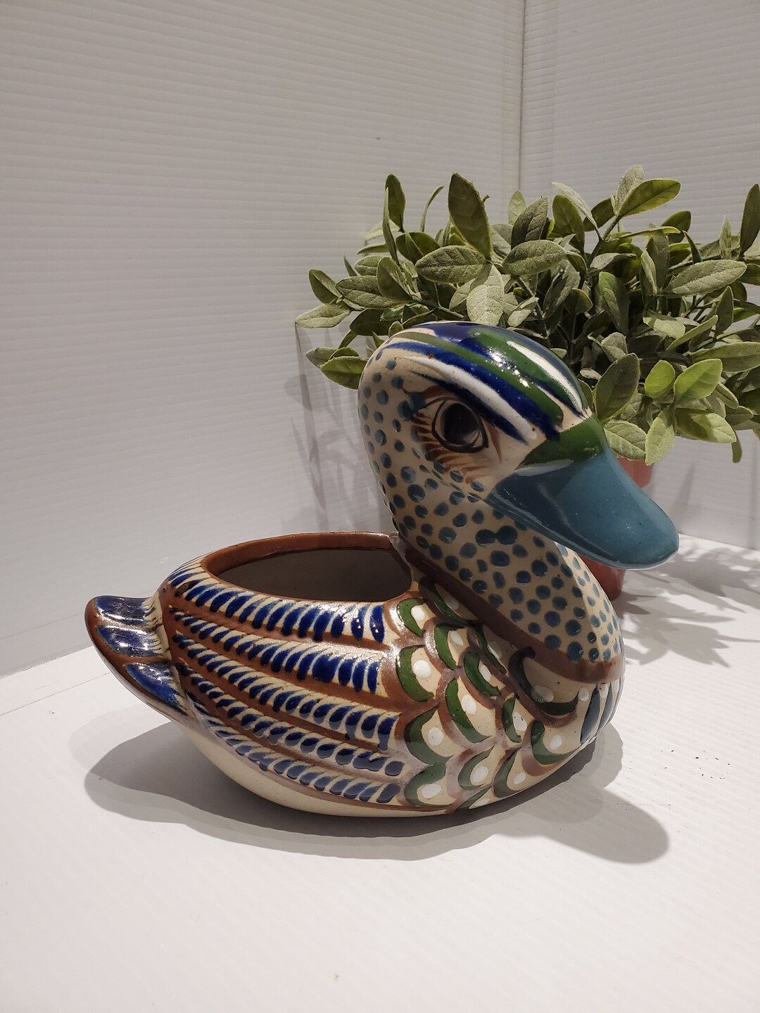 Vintage Mexican Tonala Pottery Duck Planter, Mexican Decor, Mexican ...