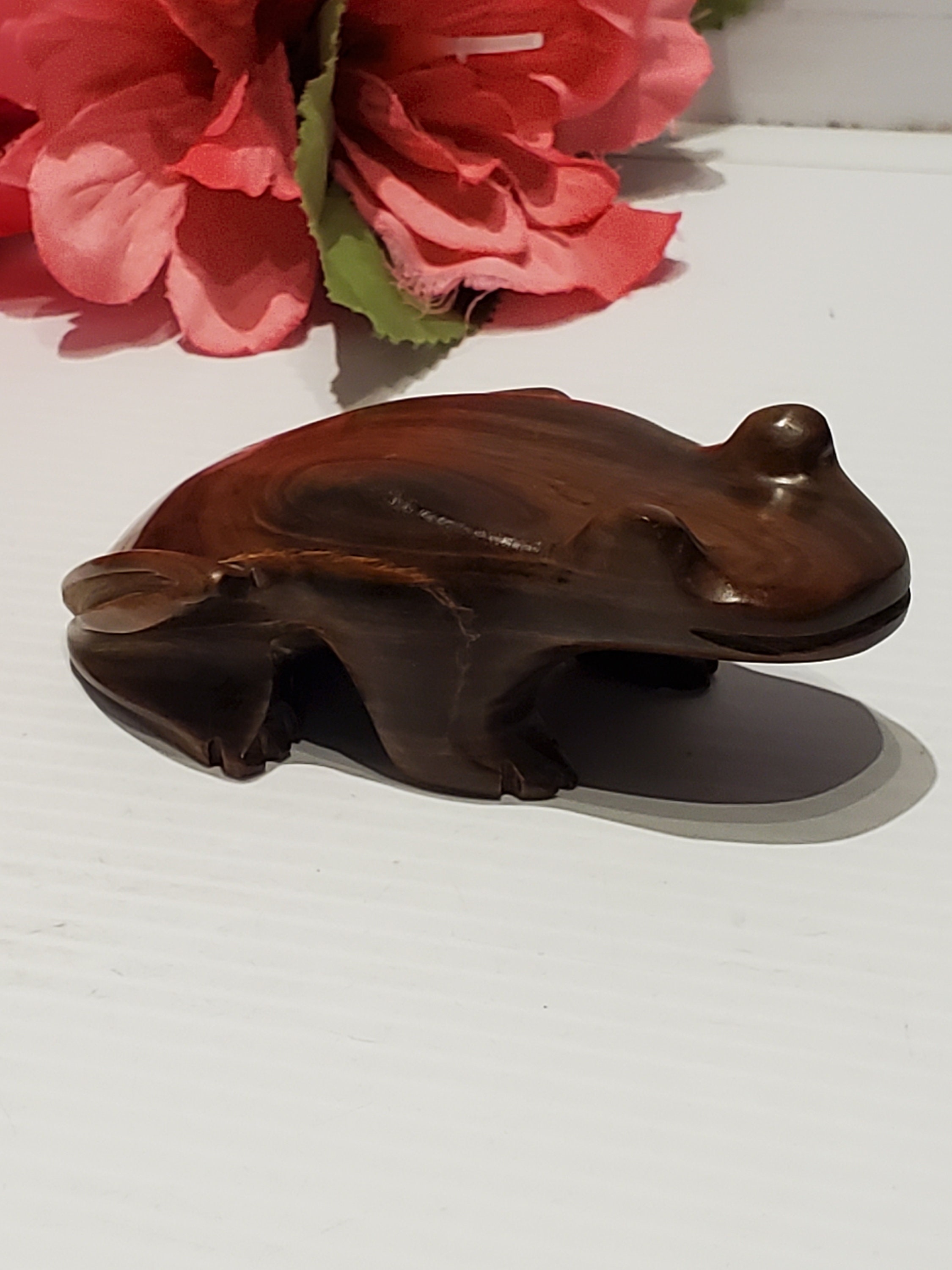 Vintage Hand Carved Wood Frog Figurine, Frog Decor, Frog Giftware, Frog ...
