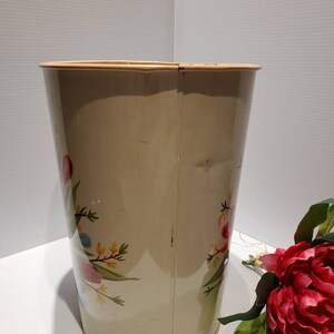 Vintage MCM Metal Floral Oval Waste Garbage Bin, Midcentury Waste ...