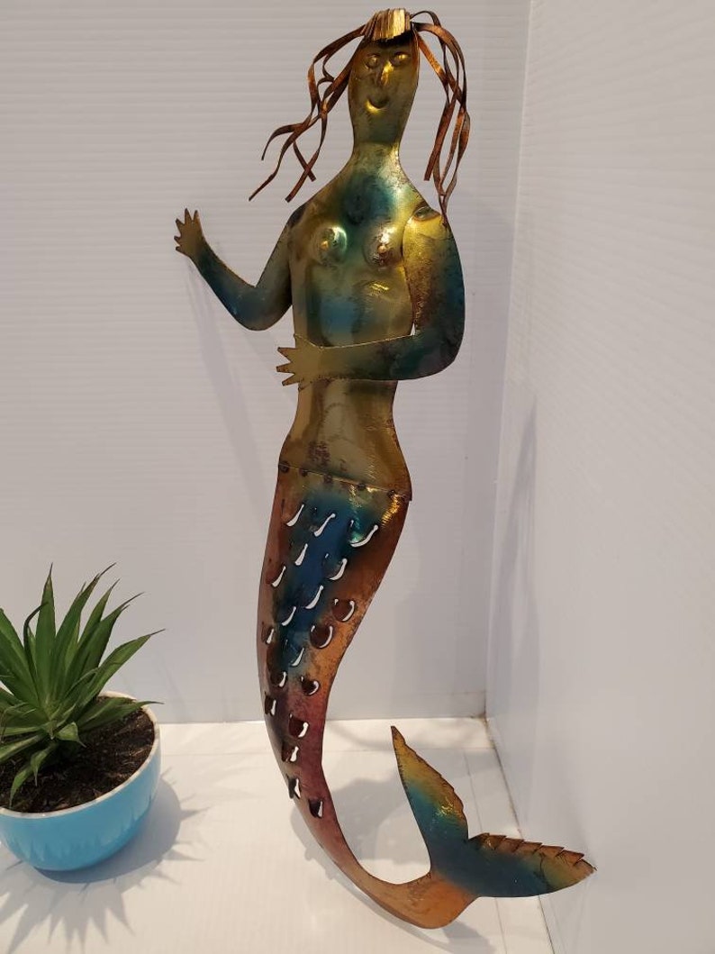 Vintage Brass Copper Mermaid Sculpture Wall Decor Mermaid - Etsy