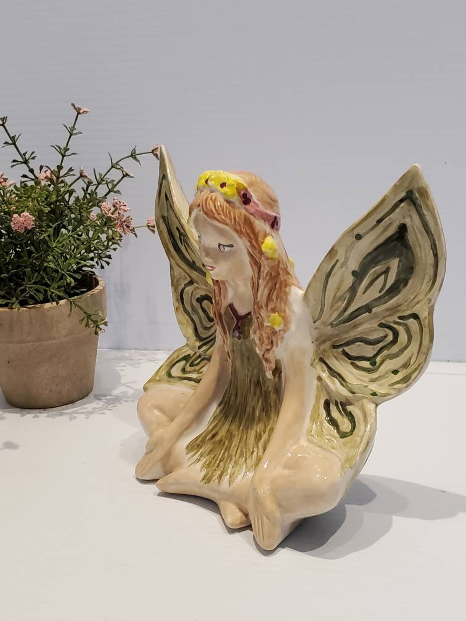 Hand Painted Ceramic Woodland Fairy Fairy Decor Whimsical - Etsy