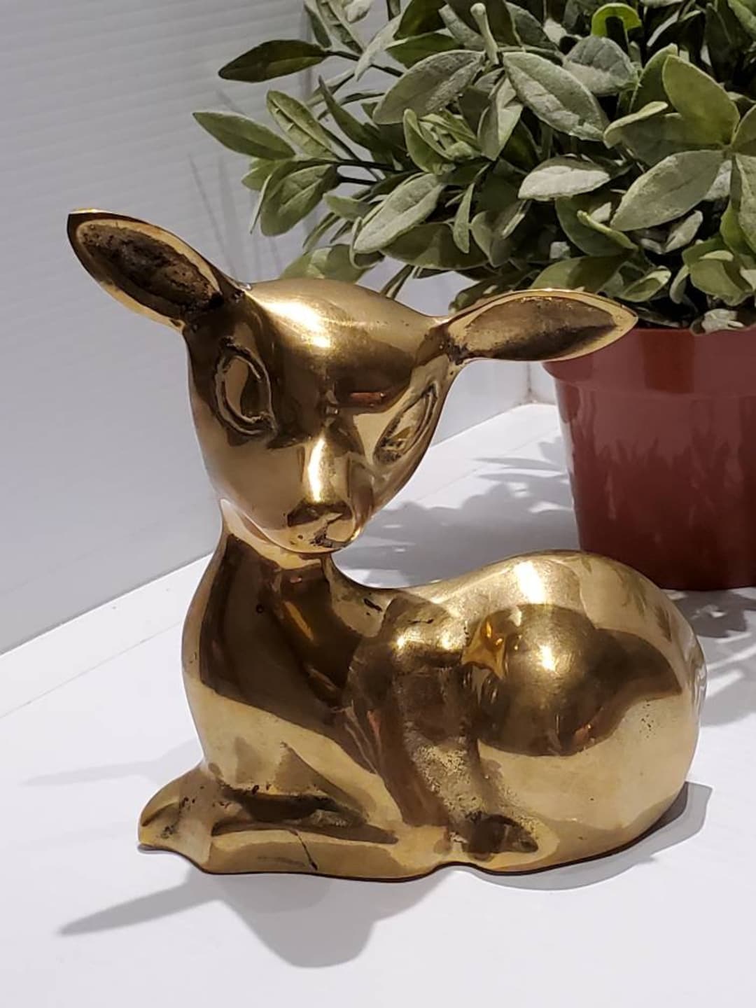 Vintage Brass Kitsch Deer Statue, Deer Decor, Deer Decoration, Deer ...