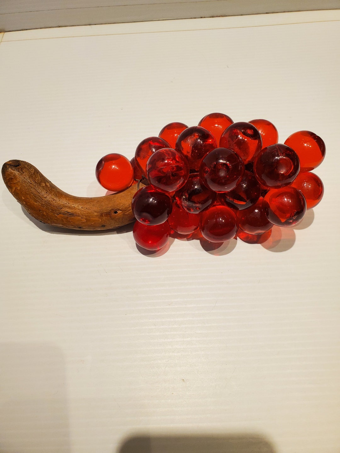 Vintage Amber Lucite Grapes With Driftwood, Mid Century Decor, Retro ...