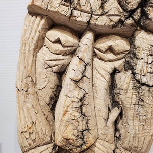 Vintage Hand Carved Wooden Face Wall Hanging, Rustic Weathered Carved ...