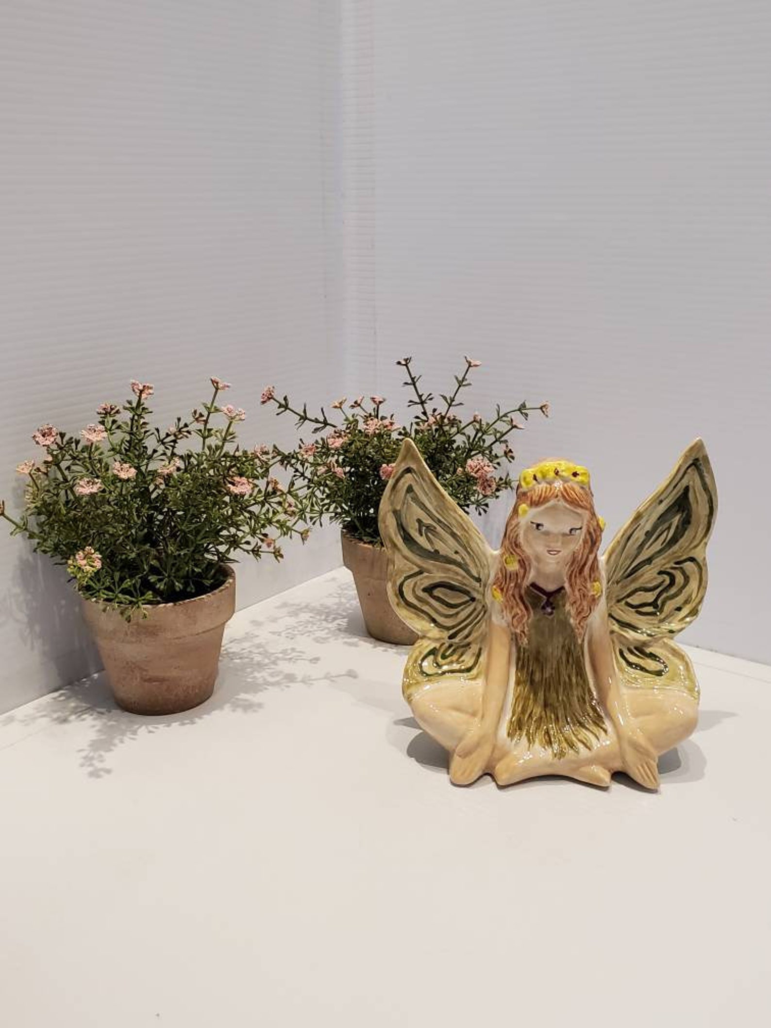 Hand Painted Ceramic Woodland Fairy Fairy Decor Whimsical - Etsy