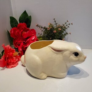 Vintage Ceramic White Bunny Planter, Bunny Plant Pot, Indoor Outdoor ...