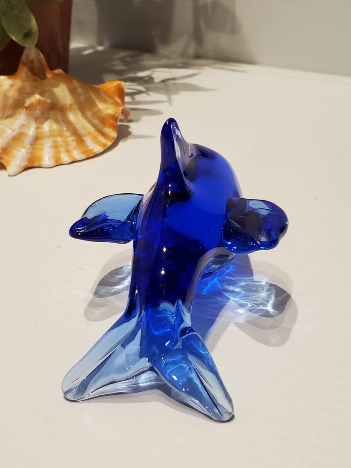 Vintage Art Glass Dolphin Figurine Cobalt Blue Glass Dolphin | Etsy