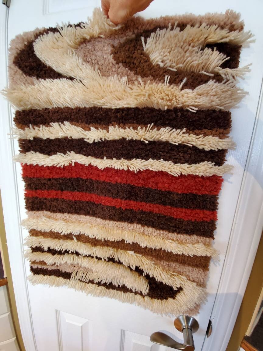 Vintage Latch Hook Wall Hanging, Mid Century Wall Decor, Latch Hook ...