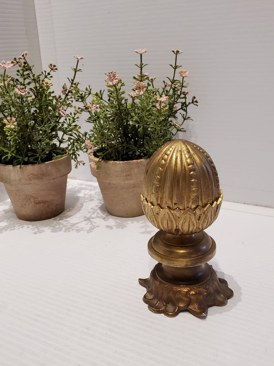 Vintage Brass Acorn Finial Sculpture Decoration, Brass Decor, Victorian ...