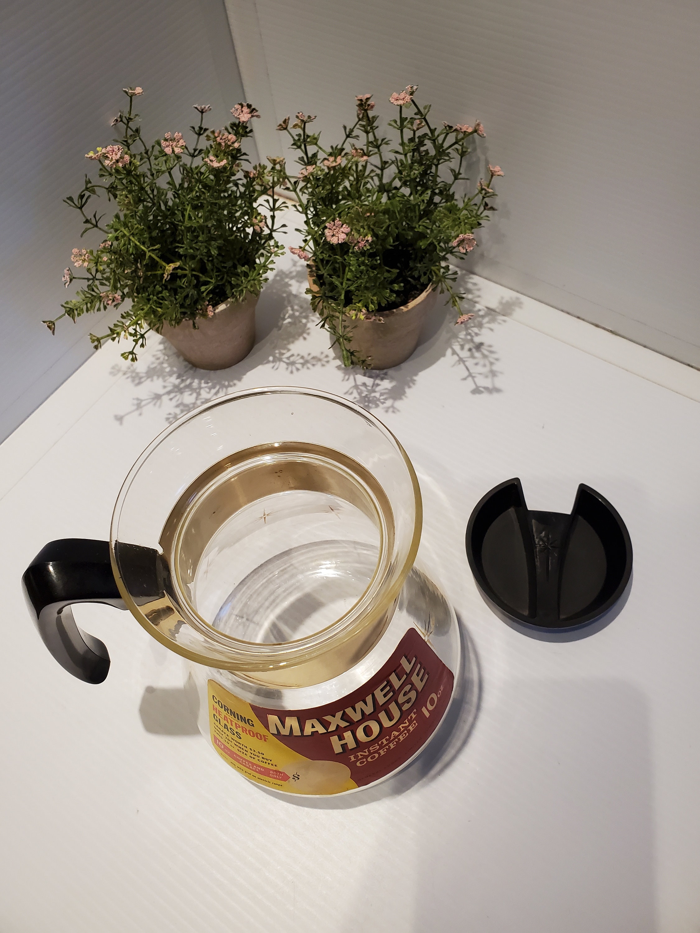 Vintage Maxwell House Atomic Burst Instant Coffee Pot, Corningware Heat ...