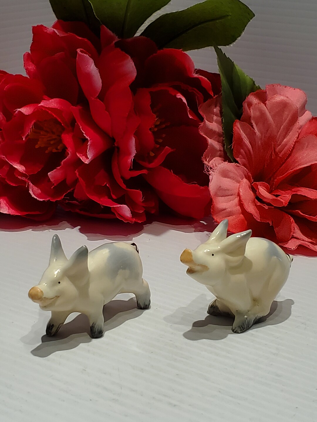 Vintage Ceramic Pig Figurine Lot, Two Pig Figurines, Pig Ornaments, Pig ...