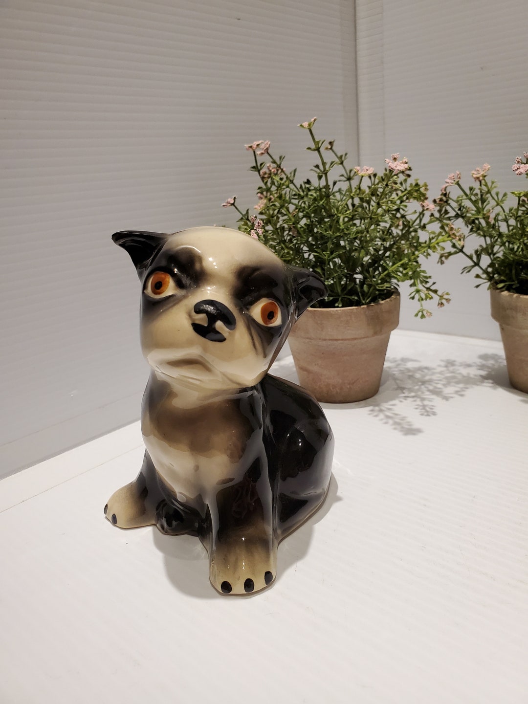 Vintage Ceramic Boston Terrier Planter Bostone Terrier Decor - Etsy