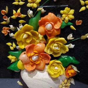 Vintage Sea Shell Art Floral Picture Set, Sea Shell Decor, Shadow Box ...