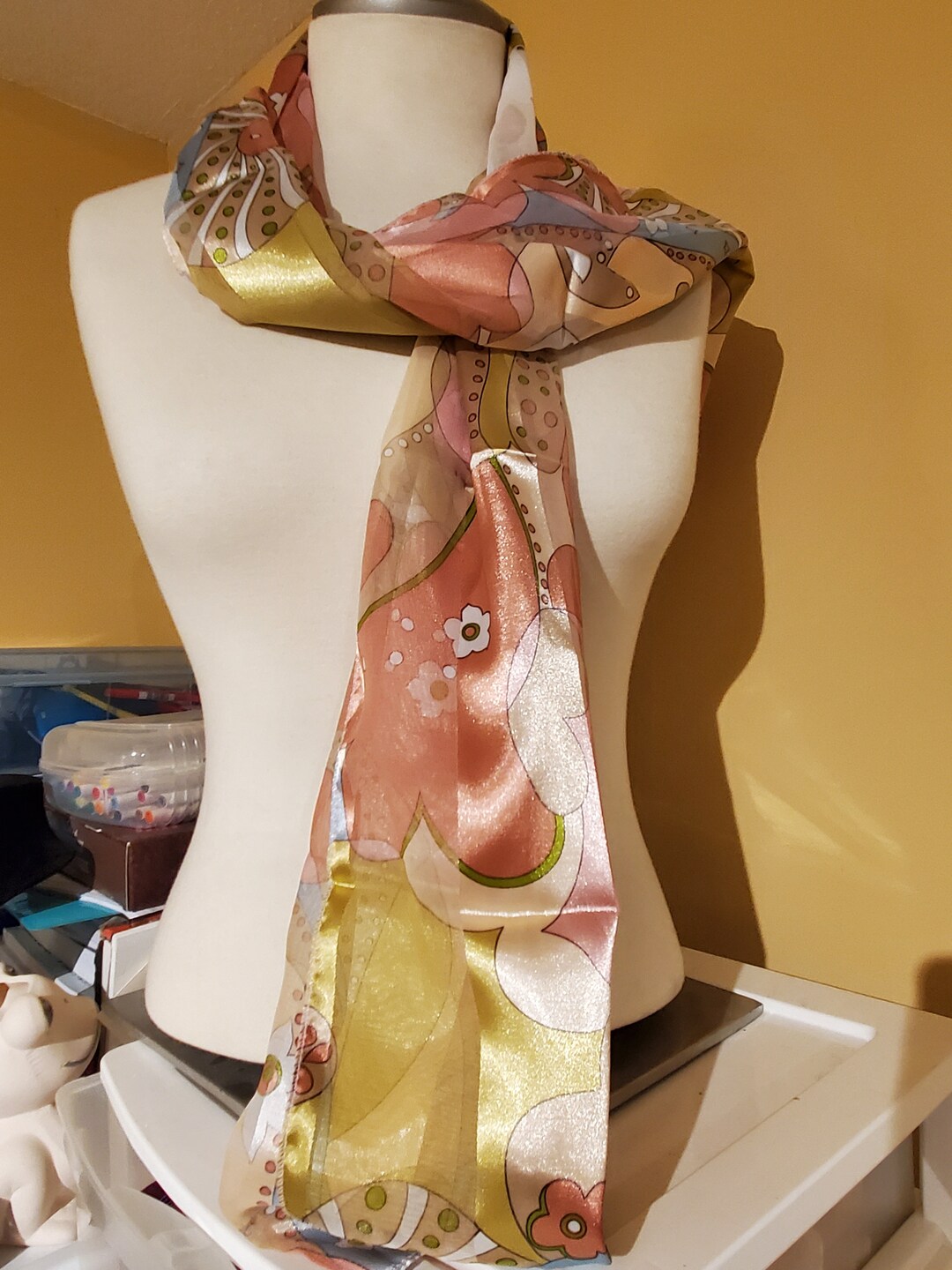 Vintage 60s Women's 100% Polyester Korean Scarf, Neck Scarf, Mid ...