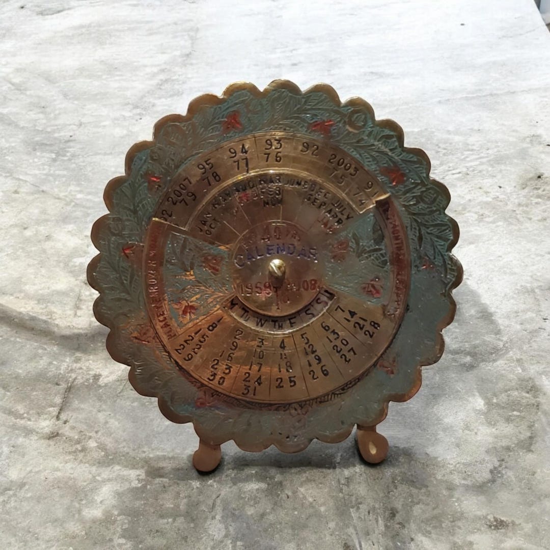 Vintage 1969 to 2008 Perpetual 40 Year Brass Calendar, Brass Decor ...