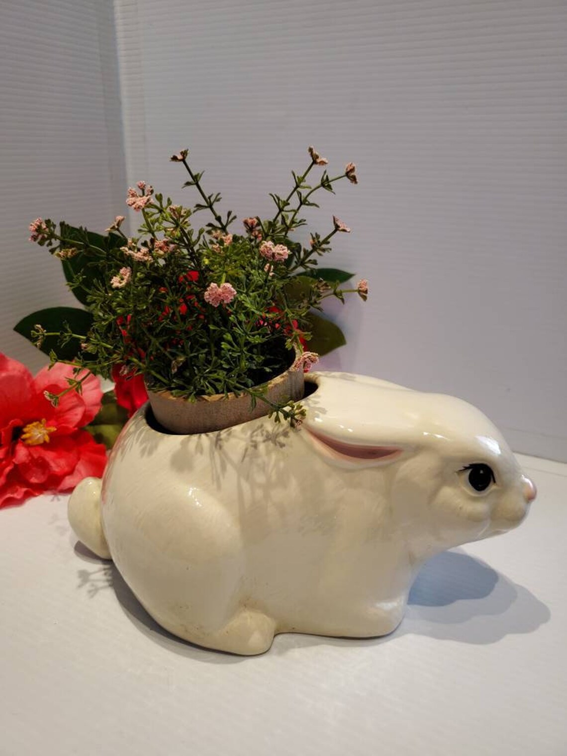 Vintage Ceramic White Bunny Planter Bunny Plant Pot Indoor - Etsy
